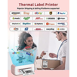 Phomemo Label Printer, Label Holder, 4X6 Pink Thermal Label