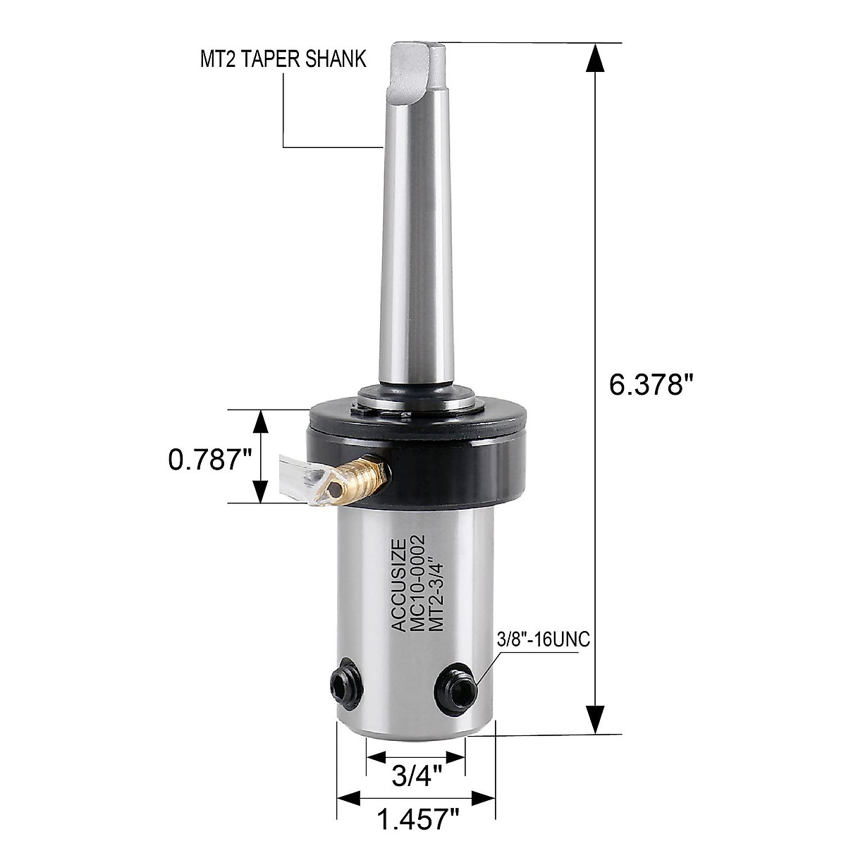 Accusize Industrial Tools Mt2 to 3/4 inch Weldon Shank with Coolant System for Drill-Use Annular Cutter on Drill Press, Mc10-0002