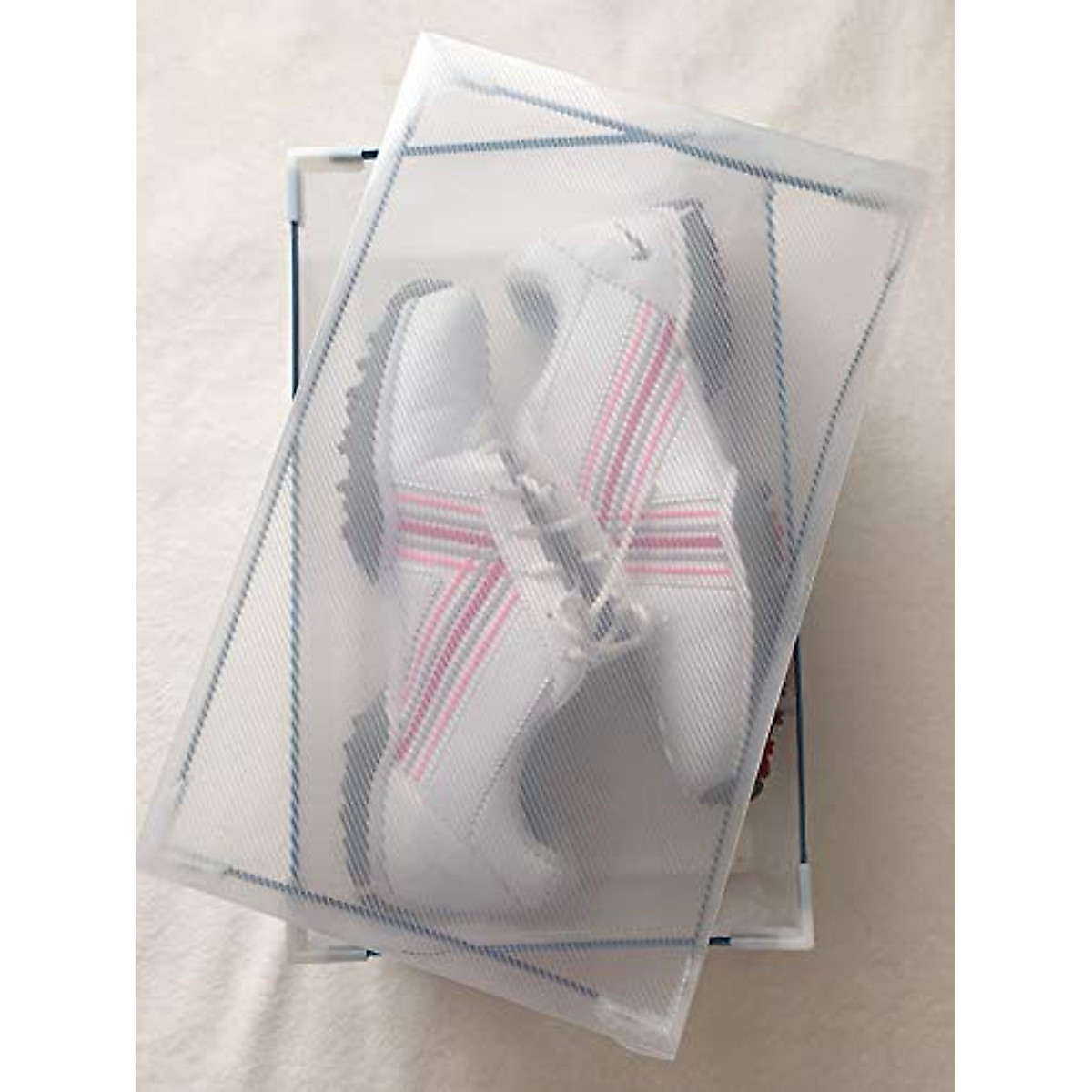 Epetbed 20 Pack Plastic Shoe Size Storage Top Lid Boxes Container for Closet Organizer