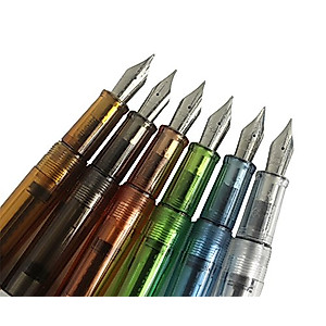 6 PCS Jinhao 992 Plastic Fountain Pen Set, Transparent, Diversity Color(Blue, Green, Grey, Brown, Orange, White)