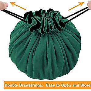 SIQUK Large Dice Bag with Pockets Big Capacity Dice Bag Drawstring Dice Pouch DND Dice Storage Bag for RPG MTG Table Games, Hold Over 300 Dice, Dark Green