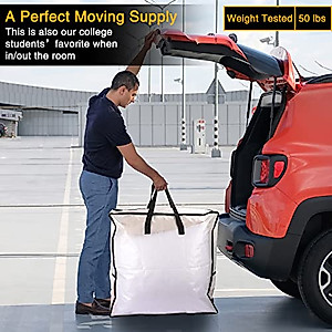 Fixwal 6 Pack Extra-Large Clear Storage Bags for Christmas Decoration, Moving Supplies, Wreath Storage Container, Clothes Storage Bags with Backpack Straps Strong Handles and Zippers