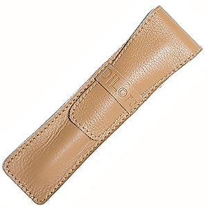 DiLoro Soft Full Grain Leather Pencil Fountain Pen Holder Case Pouch Light Brown