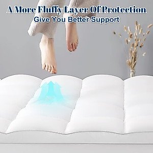 SONORO KATE Mattress Topper, Extra Thick Mattress Protector, Cooling Mattress Pad Cover for Back Pain, Plush & Support Bed Topper Overfilled Down Alternative Fit 8-21" Deep (White, Queen)