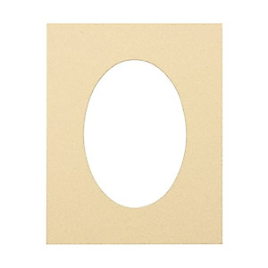 8x10 Mat Bevel Cut for 5x6 Photos - Precut Tan Oval Shaped Photo Mat Board Opening - Acid Free Matte to Protect Your Pictures - Bevel Cut for Family Photos, Pack of 1 Matboard Show Kit With Acid Free