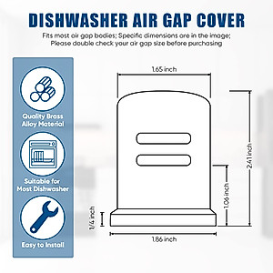 Dishwasher Air Gap Cover Air Gap Cap for Sink Solid Brass Air Gap Cover Replacement Kitchen Air Gap, 1-5/8" Cap Diameter 2-1/4 Cap Height (Matte Black Color)