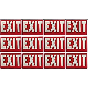 Exit Sign Glow-in-The-Dark Exit Sign, 12 by 9 Inches, Photoluminescent Glow In the Dark EXIT Sign, save energy eco friendly -12 Pack by cotton fly