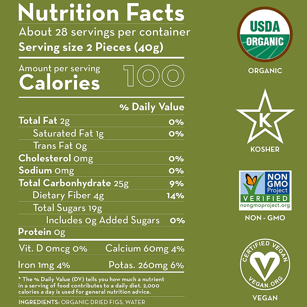 Organic Rehydrated Dried Smyrna Figs - Sunny Fruit 40oz Bulk Bag | Tender & Juicy - NO Added Sugars, Sulfurs or Preservatives | ALLERGEN-FRIENDLY, VEGAN, KOSHER & HALAL