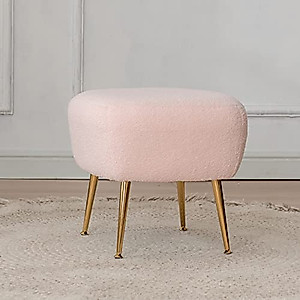 Karl home Barrel Chair with Ottoman Modern Accent Chair Ottoman Set Teddy Velvet Upholstered with Solid Wood Frame & Metal Legs for Living Room, Bedroom, Reception Room (pinck)