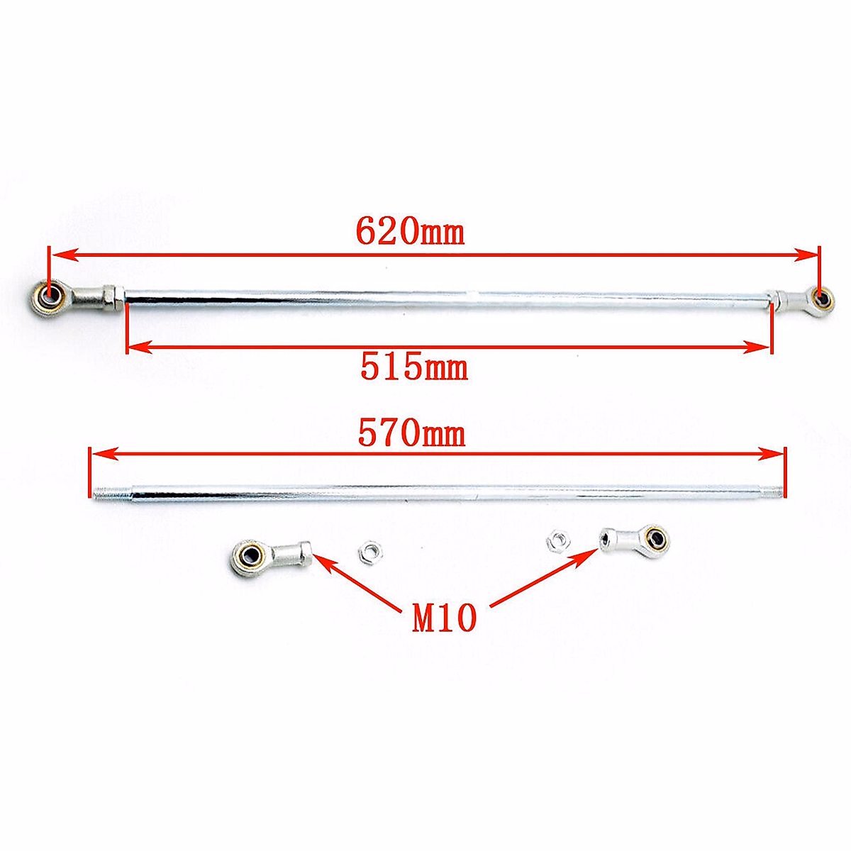 Go Kart ATV Front Steering Tie Rod Ball Rack Joint Strut Knuckle Spindle Kit