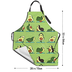 Wisedeal Yoga Avocado Adjustable Bib Neck Apron Polyester with 2 Pockets Cooking Kitchen Aprons for Men and Women Chef, Mom Aunt apron for Christmas Birthday Gifts for Grilling BBQ Chef Apron