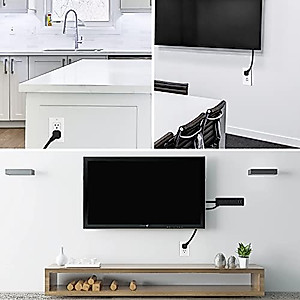 JUNNUJ Thin Flat Plug Power Strip 3 Outlet, Wall Mount Outlet 1200J Surge Protector Slim Outlet Wall Plug with 2 USB Ports, Ultra Plug Thin Socket with 5ft 45 Degrees Right Angle Flat Plug Cord