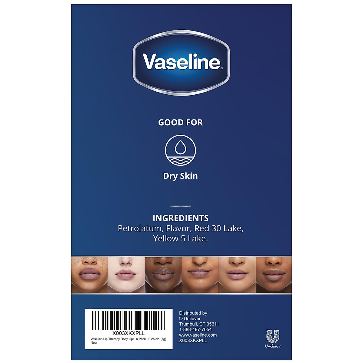 Vaseline Lip Therapy Rosy Lips Mini, Pure Petroleum Jelly, Advanced Moisture, Light Rose Fragrance, Sheer Pink Tint on Lips, Mini Vaseline Petroleum Jelly, Soft Vaseline Lips (Pack of 6-0.25 Oz Ea)