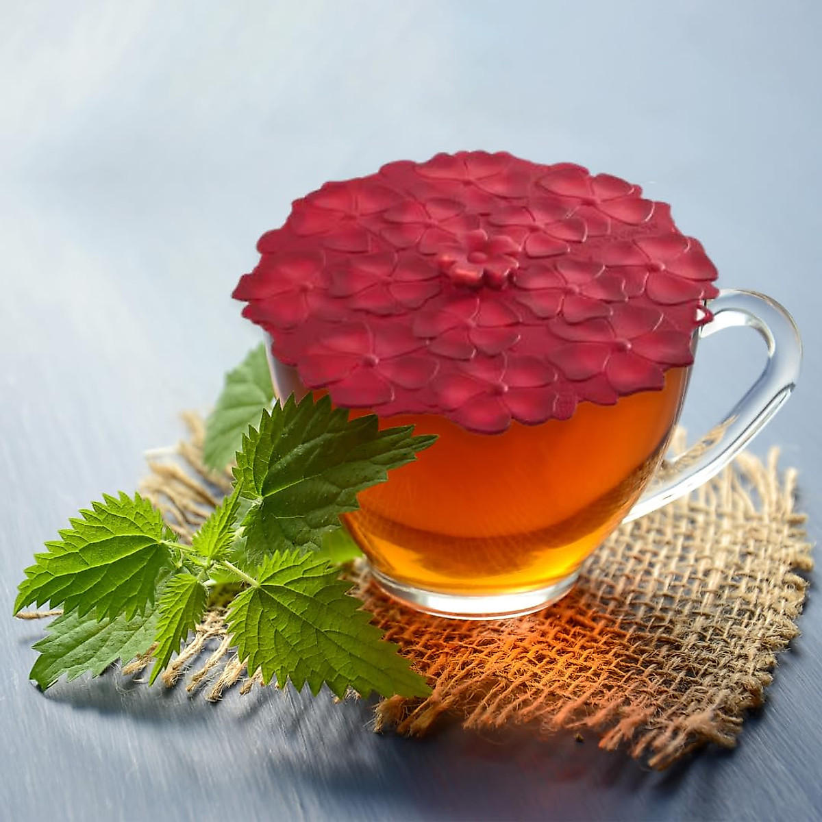 Charles Viancin - Set of 2 Geranium 4 Inch Silicone Drink Covers - Airtight Seal