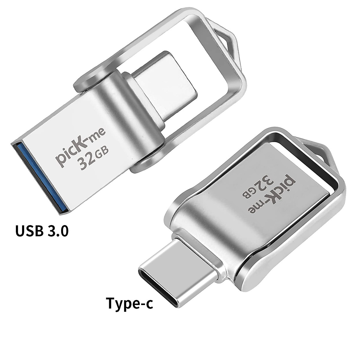 picK-me USB C Flash Drive, 2-in-1 USB 3.0 Thumb Drive, Dual USB Memory Stick Drive High Speed, for Type-C Android Smartphones Tablets and New MacBook (32G)