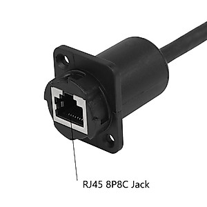 CERRXIAN 35cm RJ45 Male to Female Cat5 5e 6 Waterproof Panel Mount LAN Network Ethernet Extension Cable with Cap