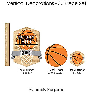 Big Dot of Happiness Nothin’ but Net - Basketball - Baby Shower or Birthday Party DIY Dangler Backdrop - Hanging Vertical Decorations - 30 Pieces