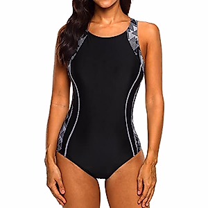 beautyin Tummy Control One Piece Swimsuit for Women Athletic Padded Swimwear L