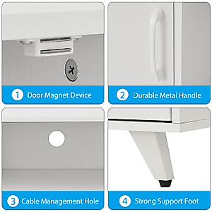 Panana TV Stand Television Stands TV Console Unit with Shelf and 2 Doors Storage Cabinets for Living Room Bedroom for TVs up to 70 Inches (White,62.99 inches)