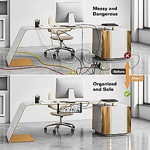 COSIFO Under Desk Cable Management Tray, Desk Cable Tray with 10 Extra Straps, 20 Wire Holder and 2 Cable Holder, Table Cords Organizer-Sturdy Metal Cable Tray Basket for Home Office Desk, 16inch