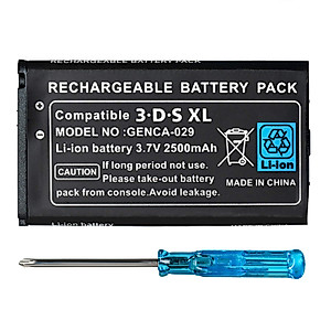 3DS XL Battery Pack, 3.7V 2500mAh Li-ion Battery + Screwdriver for Nintendo 3DS XL Game