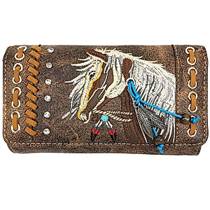 Zelris Dakota Dales Pony Horse Embroidery Mane Western Country Women Crossbody Wallet (Brown)