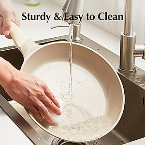 Redchef Ceramic Non Stick Frying Pans Skillet with Lid, 11.5 Inch Frying Pans Nonstick, Nonstick Frying Pan, Non Toxic, PFAS PFOA & PTFE Free, Dishwasher and Oven Safe, Compatible with All Cooktops