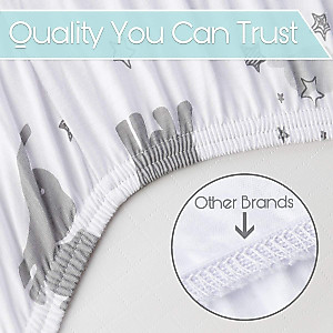 Kids N’ Such Pack N Play Fitted Sheet Set for Pack N Play Mattress Pad, Elephants, Stars, & Clouds, 2 Pack