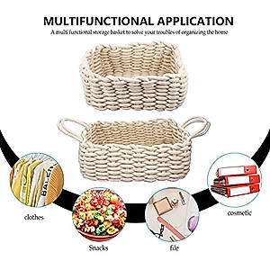 Sewroro 2PCS Cotton Thread Hand-woven Desktop Storage Basket Cotton Woven Storage Basket Sundries Storage Basket (mixed style)