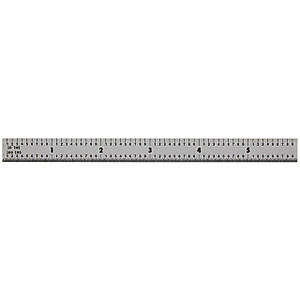 Mitutoyo 182-203, Steel Rule, 6" (5R), (1/32, 1/64, 1/10, 1/100"), 1/64" Thick X 1/2" Wide, Satin Chrome Finish Tempered Stainless Steel