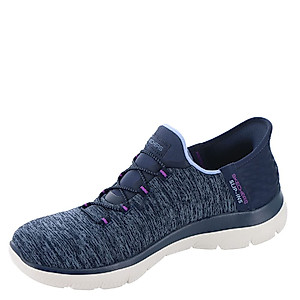 Skechers Women's Hands Free Slip Ins Summits Dazzling Haze Sneaker, Navy Purple, 8