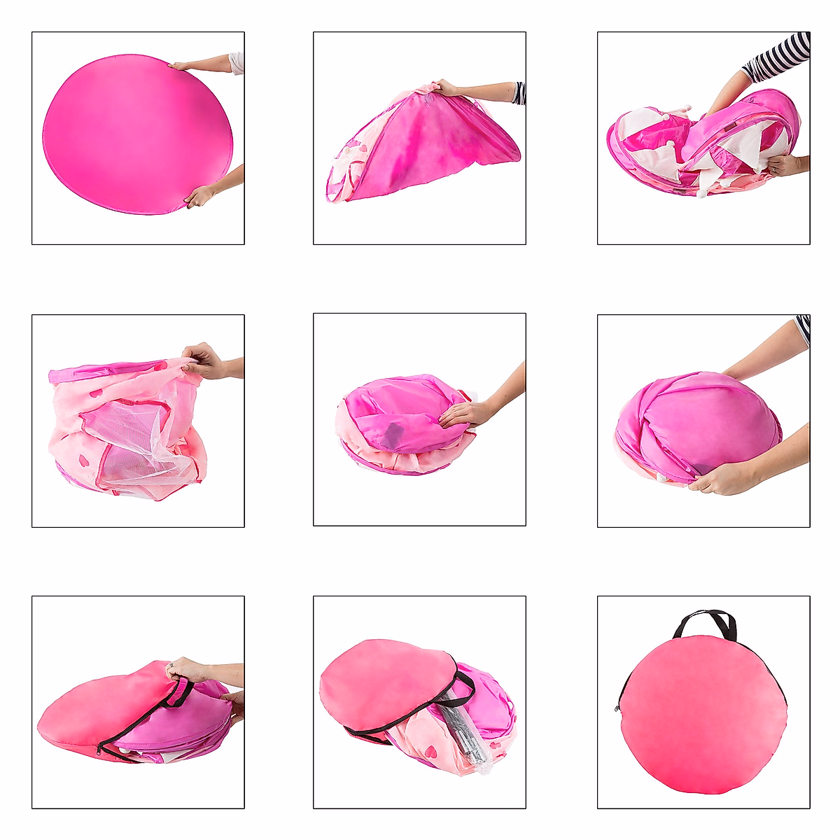 Hey! Play! Kids Play Tent, Princess Castle- Pop Up Girls Playhouse Hut for Indoor/Outdoor, Pink Playroom Toy- Foldable with Carrying Bag, 80-JGG02