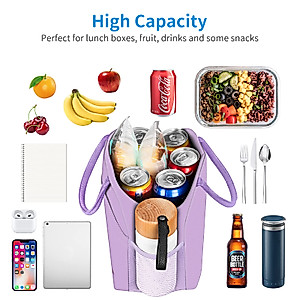 DALINDA Lunch Bag Lunch Box for Women Men Reusable Insulated Lunch Bags for Adults,Leakproof Cute Cooler Lunch Tote Bag, Large Capacity for Work Travel Picnic,Purple