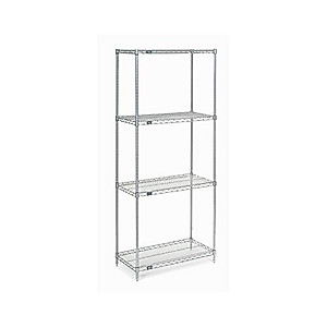 Nexel 18" x 24" x 54", 4 Tier, Poly-Z-Brite Adjustable Wire Shelving Unit, NEXGuard Anti-Microbial Agent, NSF Listed Commercial Storage Rack, Silver, Leveling feet