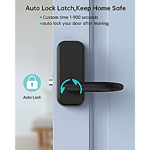 Hornbill Smart Lock Keyless Entry with Handle - Fingerprint Door Locks for Front Door - Keypad Electronic Digital Biometric Bluetooth Passcodes Alexa App Control Touch Screen Key Fobs - Airbnb Home