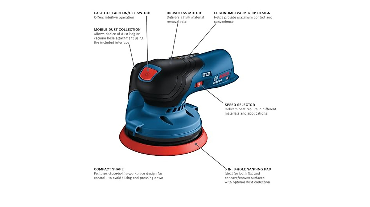 BOSCH GEX12V-5 12V Max Brushless Random Orbit Sander