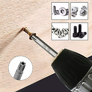 Mesee 8Pcs Long Torx Screwdriver Bit Set, 1/4 Inch Hex Shank T8-T40 Security S2 Magnetic Star Torx Head Screw Screwdriver Drill Bits Accessory Tool | 150mm Length