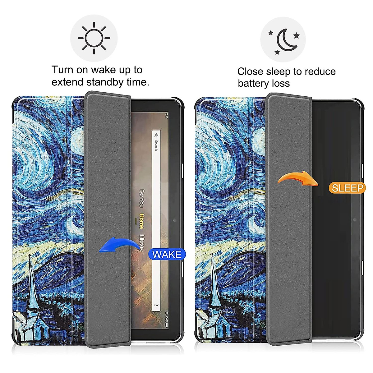 FANRTE Slim Case for New Kindle Fire HD 8 & Fire HD 8 Plus Tablet (12th Generation 2022 & 10th Generation 2020 Release) - Ultra Lightweight Slim Shell Stand Cover with Auto Wake/Sleep,Starry Sky