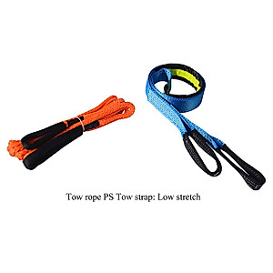 QIQU Car Towing Rope with Pair Soft Shackle to Replace Tow Strap for ATV UTV Car Vehicle Recovery Towing (Orange, 1/2inch*20ft)