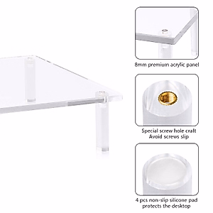 Yestbuy Acrylic Monitor Stand Riser, Clear Computer Monitor Riser, Desktop Organizer Stand for Office Accessories, Printer, Notebook, and All Flat Screen Display, Ergonomic Monitor Riser Stand