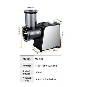 5 In 1 Electric vegetable slicer，300W Electric Cheese Grater Salad Shooter, One-Touch Easy Control, Electric Grater for Vegetables, Cheeses and NutsFor Home Kitchen