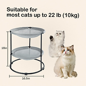 Double Cat Bed,Cat Beds for Indoor Cats, 2 Layers Elevated Cat Beds, Breathable Cat Beds & Furniture,18 x 16.5 x 16.5 Inch Outdoor Cat Bed