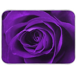 Blueangle Purple Rose Drying Mat Absorbent Reversible Microfiber Dish Drying Mat for Kitchen, Extra Large, 18 Inch x 24 Inch