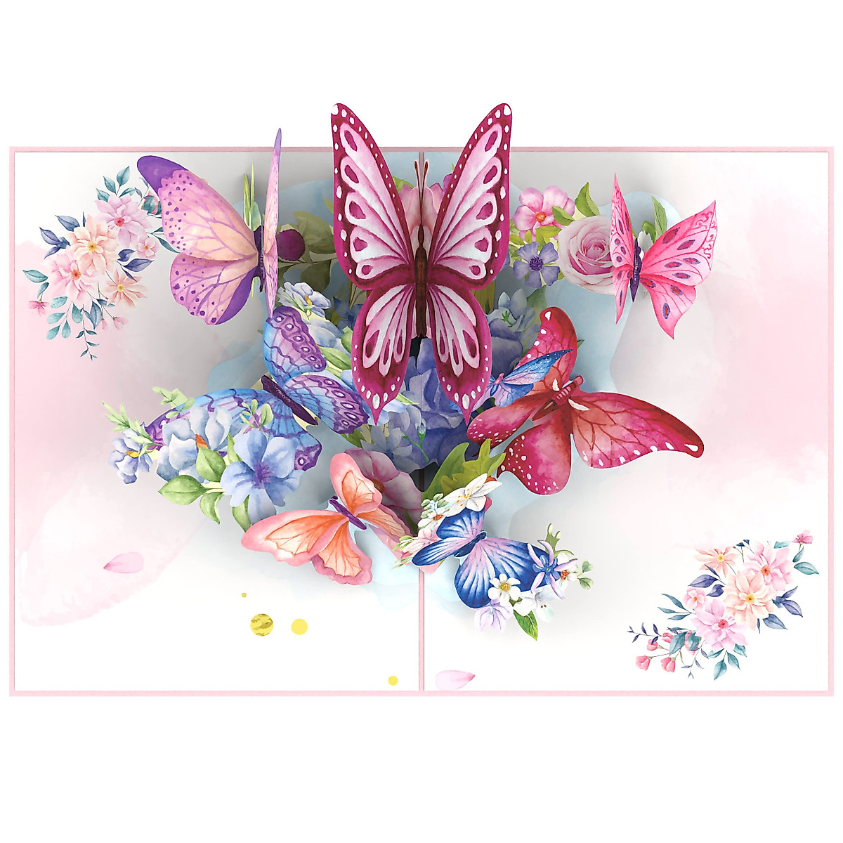 RIZOSI Butterfly Garden Pop Up Card, Pop Up Flower Cards, Handmade Flower Greeting Cards, 3D Birthday Card, Mother’s Day Card Pop Up, Anniversary, Valentine, Thinking of You, Birthday Gift, 15x20 cm