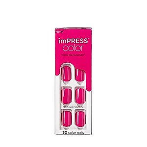 KISS imPRESS Color Press-On Nails Polish-Free Manicure Set, ‘Orchid Festival’, 30 Chip-Proof, Smudge-Proof Fake Nails