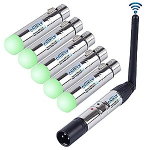 CHINLY 6pcs 2.4G DMX512 Wireless 1 Male Transmitter & 5 Female Receivers Control Short version for Stage PAR Party Light