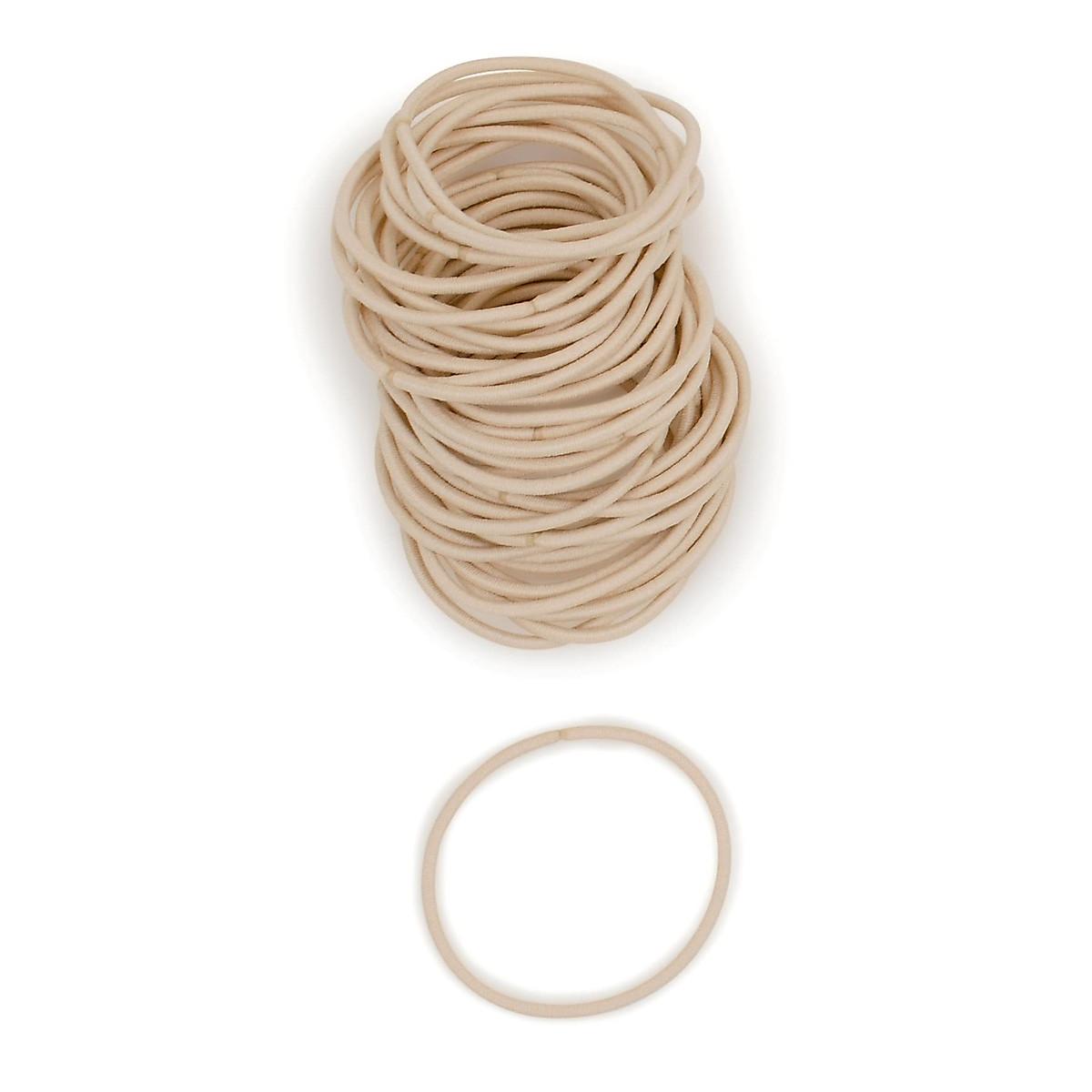 Heliums Thin Hair Elastics - Beige Blonde - 2mm Hair Ties for Thin Hair, 1.75 Inch, Medium Hold No Damage Ponytail Holders - 40 Count