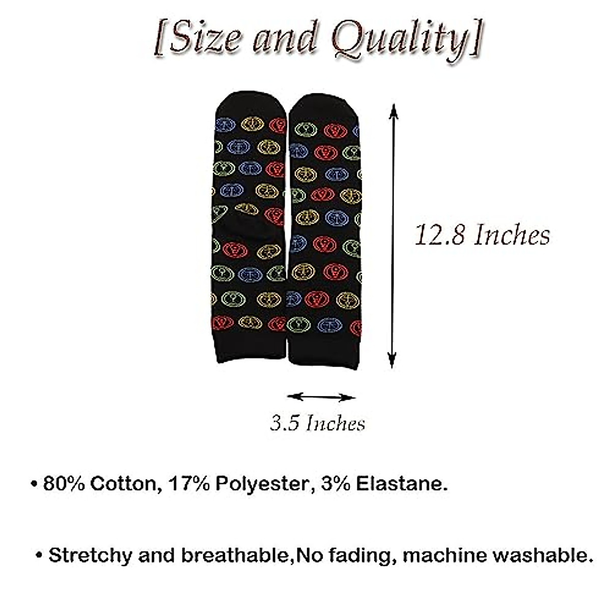 TOBGBE 2 Pairs Owl House Glyph Socks Owl House Fire Ice Plant Light Glyph Gift Owl House Fans Gift (Glyph Socks)