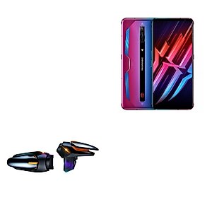 BoxWave Gaming Gear Compatible with Nubia Red Magic 6 Pro - Touchscreen QuickTrigger Auto, Trigger Buttons Autofire Gaming Mobile FPS - Jet Black