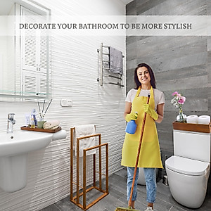 KOLWOVEN Set 2 Wooden Toilet Tray & Vanity Tray from Acacia Wood for Bathroom Counter Organizer and Back of Toilet Tank Topper Paper Hand Towel Tray Decorative Organizer for Bathroom Accessories